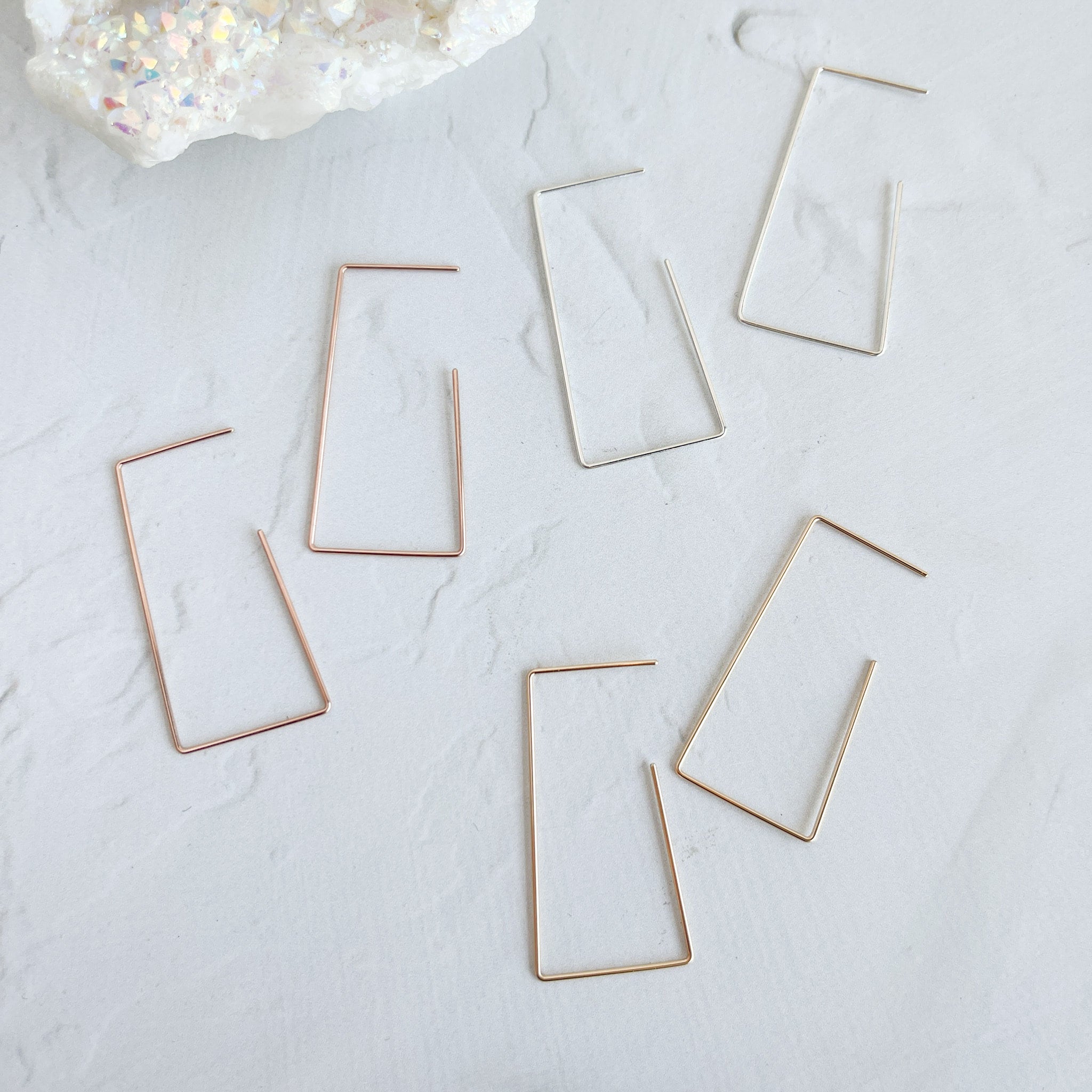 Wire Rectangle Hoop Stud Earrings | Red Giraffe Designs