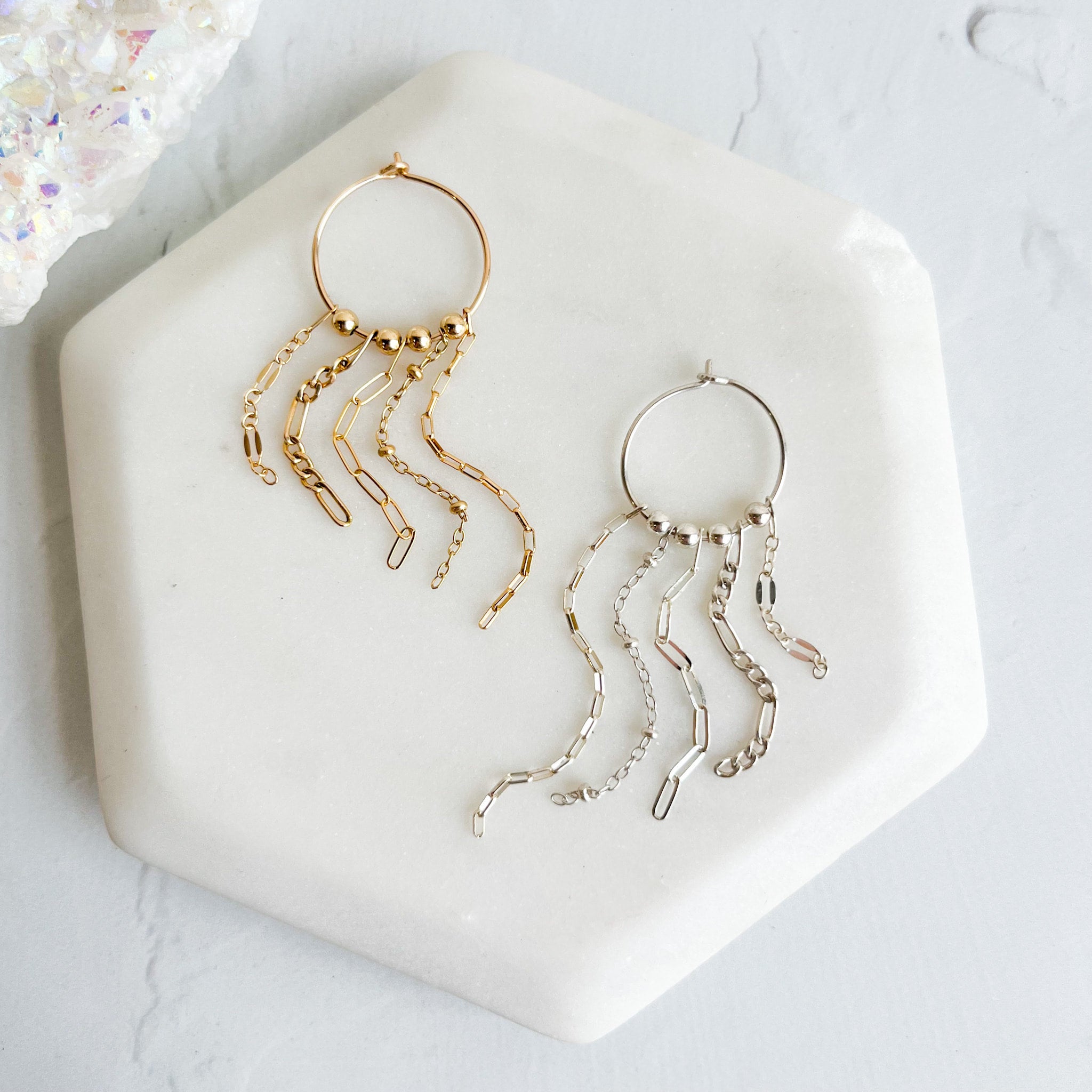 Mixed Chain Hoops | Red Giraffe Designs