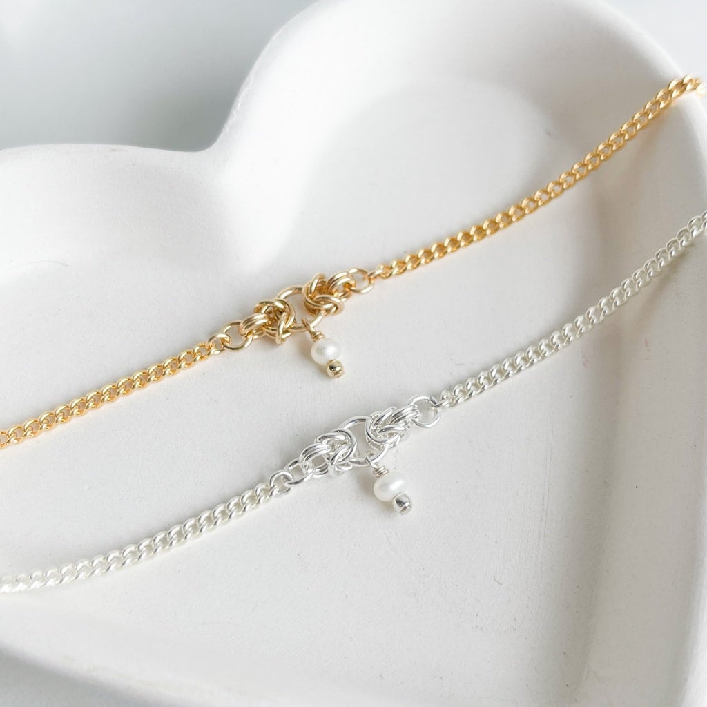 Woven Pearl Drop Chain Bracelet | Red Giraffe Designs