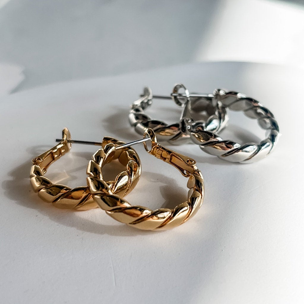 Gold and Silver Rope Hoops | Red Giraffe Designs