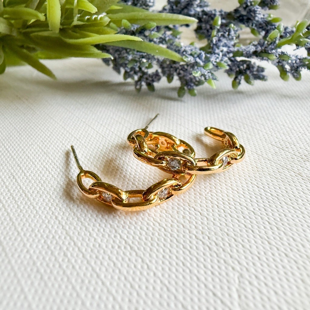 Crystal Chain Link Hoops | Red Giraffe Designs