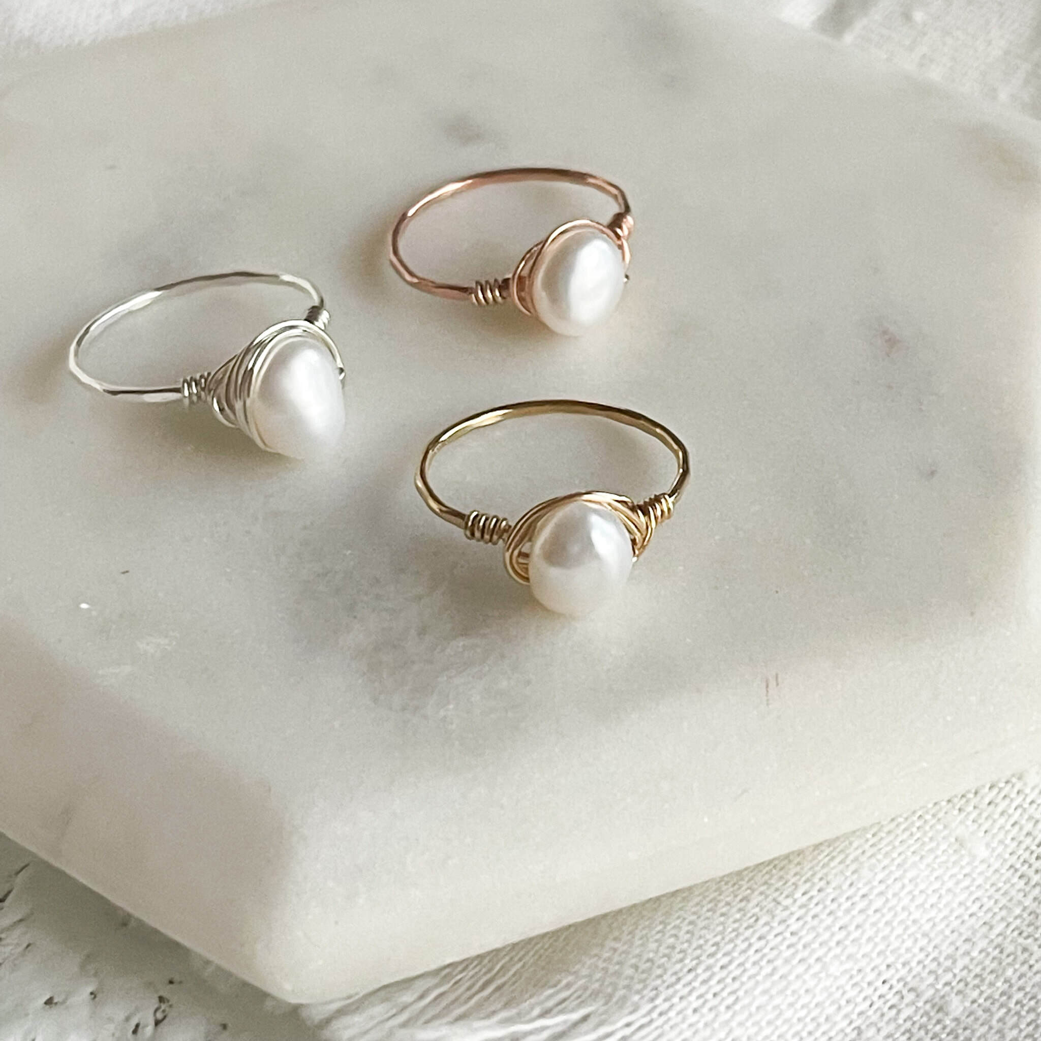 Wire Wrapped Pearl Ring | Red Giraffe Designs